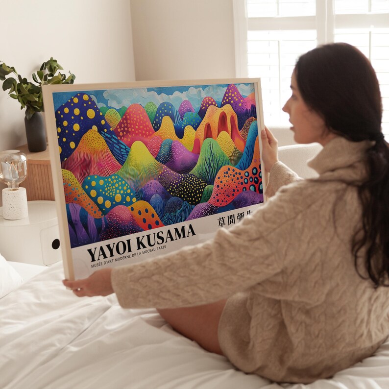 Yayoi Kusama Inspired Mountain Print: Abstract Japandi Art - Etsy