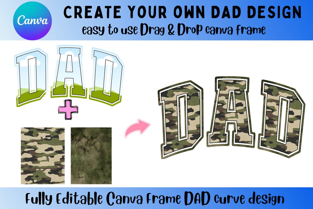 DAD Canva Frame Curve Design, Drag and Drop Editable Canva Template ...
