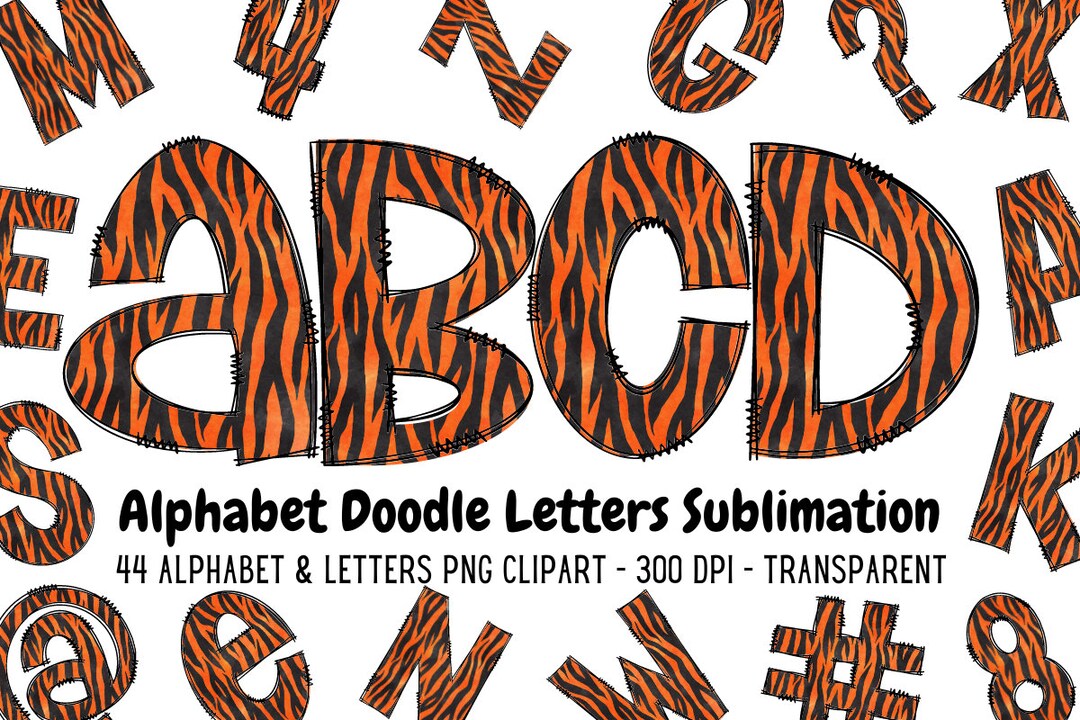 Tiger Doodle Bundle PNG Tiger Print Alphabet Clipart Bundle - Etsy