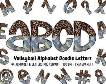 Volleyball Doodle Letters - Etsy