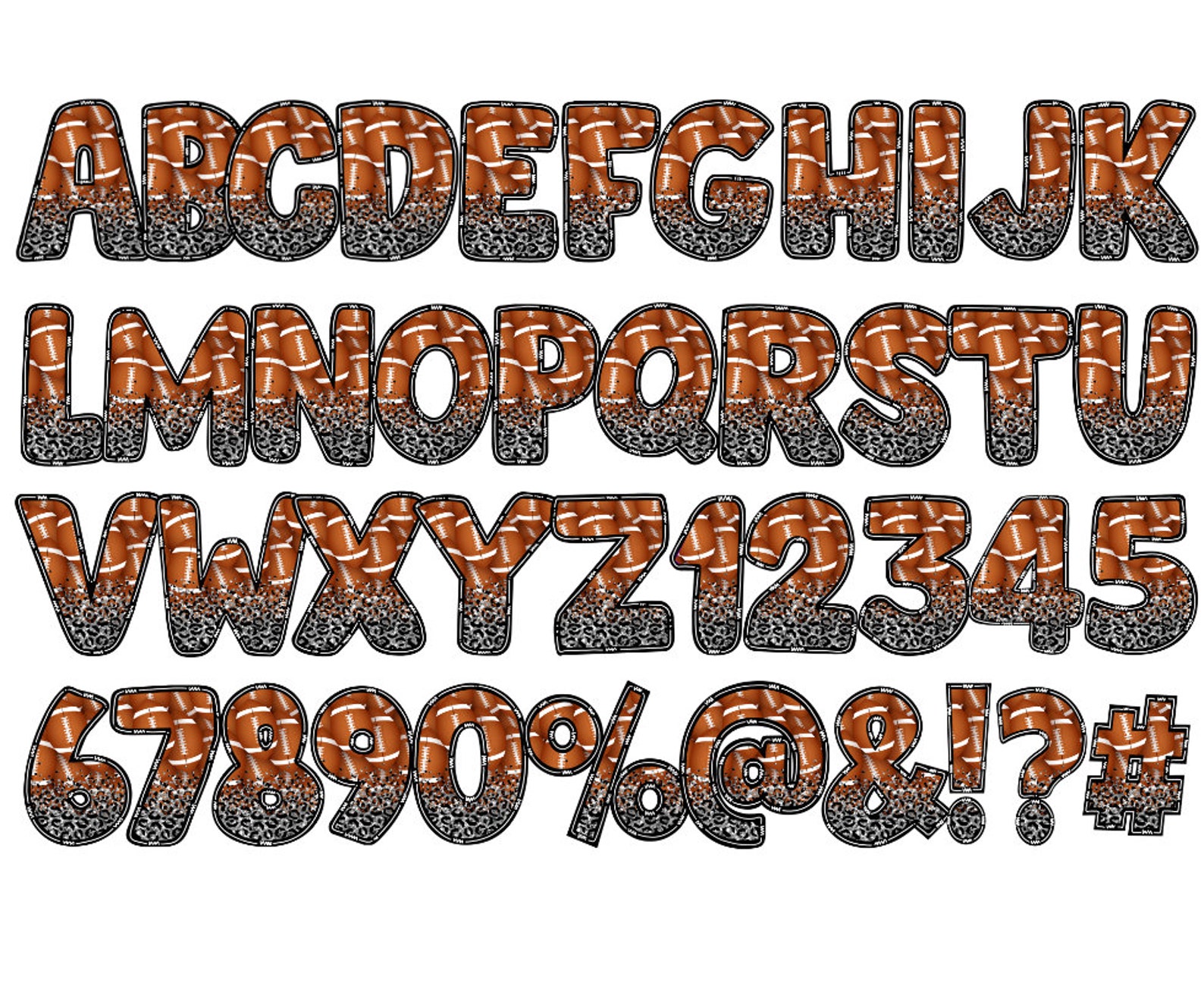 Glitter Football Leopard Doodle Uppercase Font Bundle PNG - Etsy
