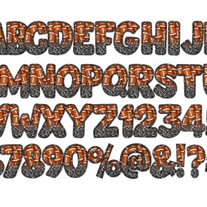 Glitter Football Leopard Doodle Uppercase Font Bundle PNG , Football ...