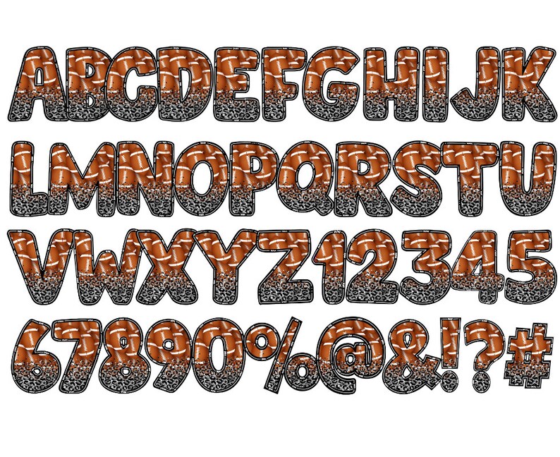 Glitter Football Leopard Doodle Uppercase Font Bundle PNG - Etsy