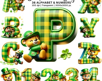 St Patrick's Alphabet Clipart PNG Sublimation, Watercolor St Patrick's ...