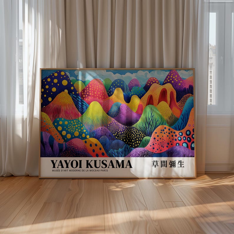 Yayoi Kusama Inspired Mountain Print: Abstract Japandi Art - Etsy