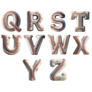 3D Dirty Baseball Alphabet PNG, Baseball Balloon Doodle Letters, 3D ...