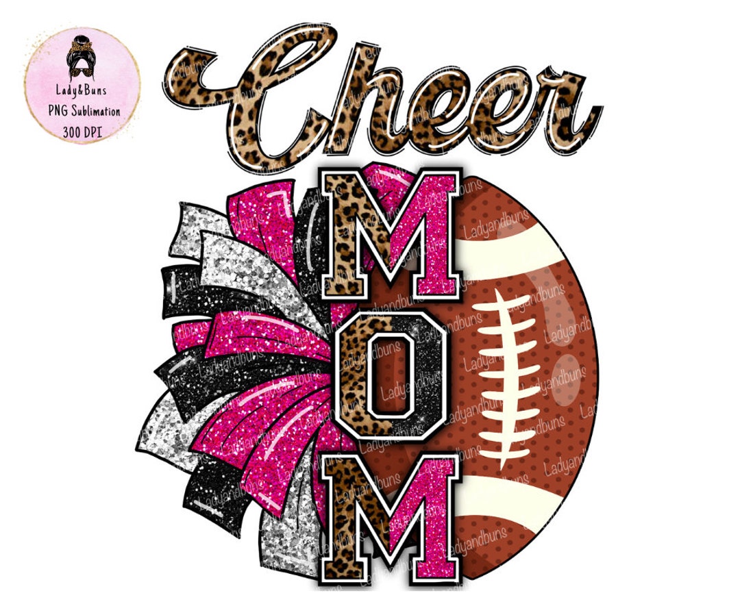 Football Cheer Mom Pink Pom Leopard Cheerleader Mom PNG - Etsy