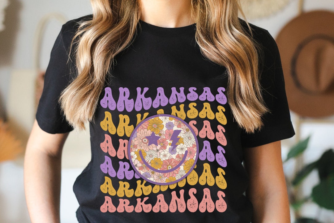 Arkansas Smiley Retro Groovy Floral Png Arkansas State - Etsy