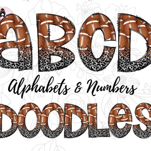 2 Different Football Doodle Font Bundle PNG Leopard Football - Etsy