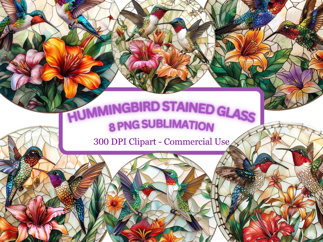 8 PNG Hummingbirds Star Lillies, Round Circle Ornament Hanging, Wind ...
