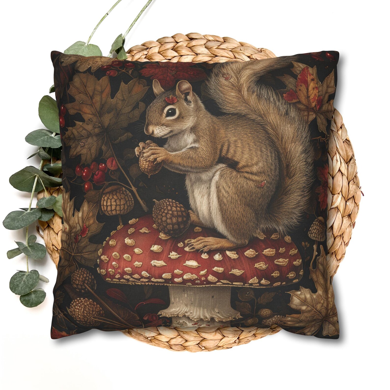 Squirrel Pillow: William Morris Style Autumn Woodland Cushion - Etsy