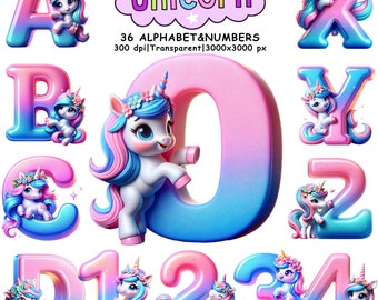 Unicorn Alphabet, Unicorn Letter, Unicorn Number, Unicorn PNG, Unicorn ...