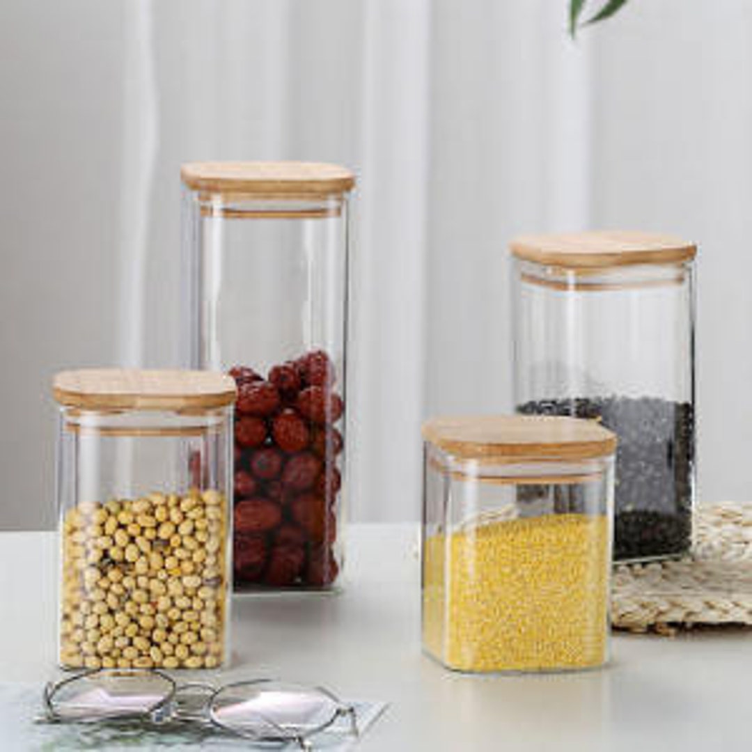 Seasoning Glass Jar,spices Glass Jar, Rectangular Cube,canister Home ...