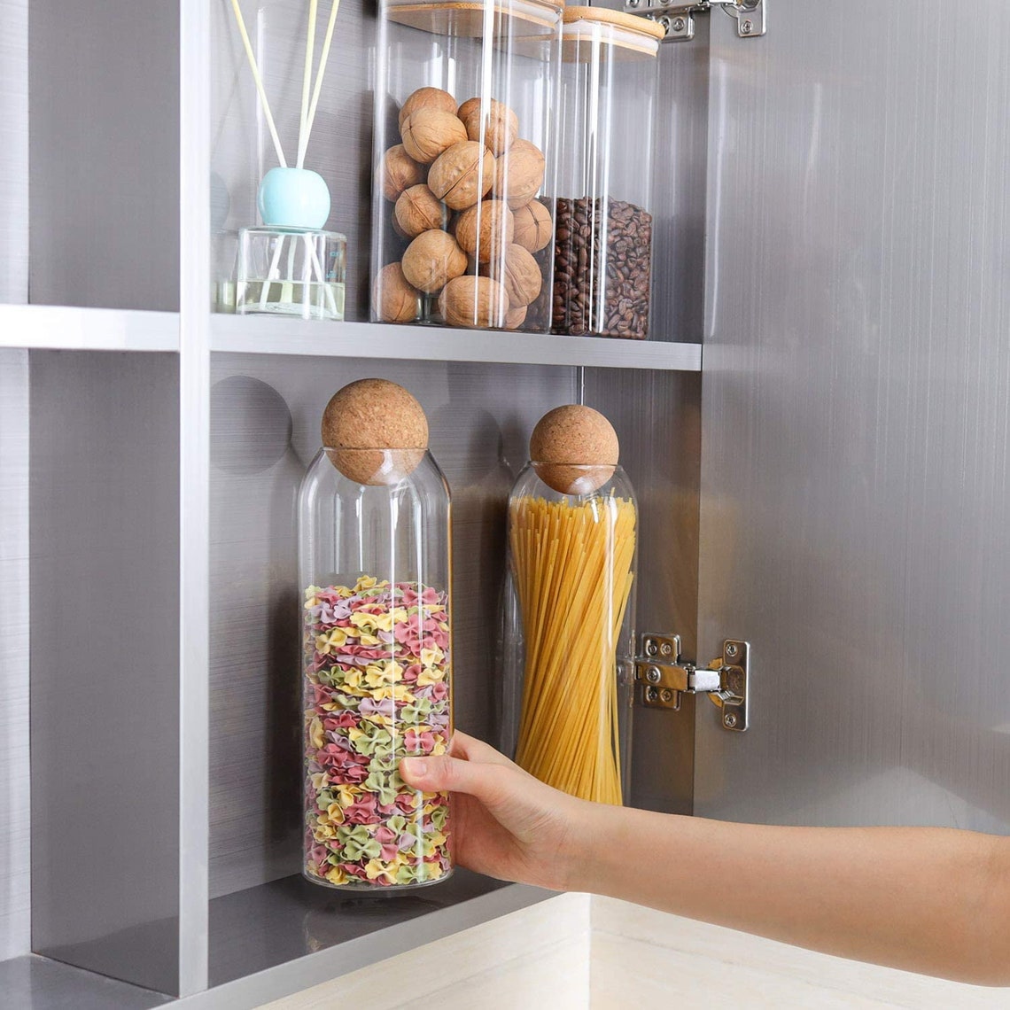 Glass Storage Jars With Airtight Round Cork Ball Lid for - Etsy