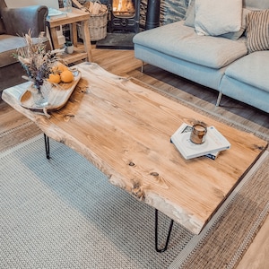 Waney / Live Edge Coffee Table Rustic Solid Wood / Walnut / Oak / Pine ...