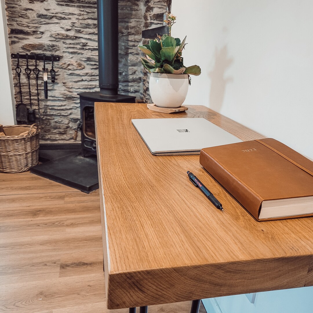 Oak Study Desk Sleek Table - Etsy
