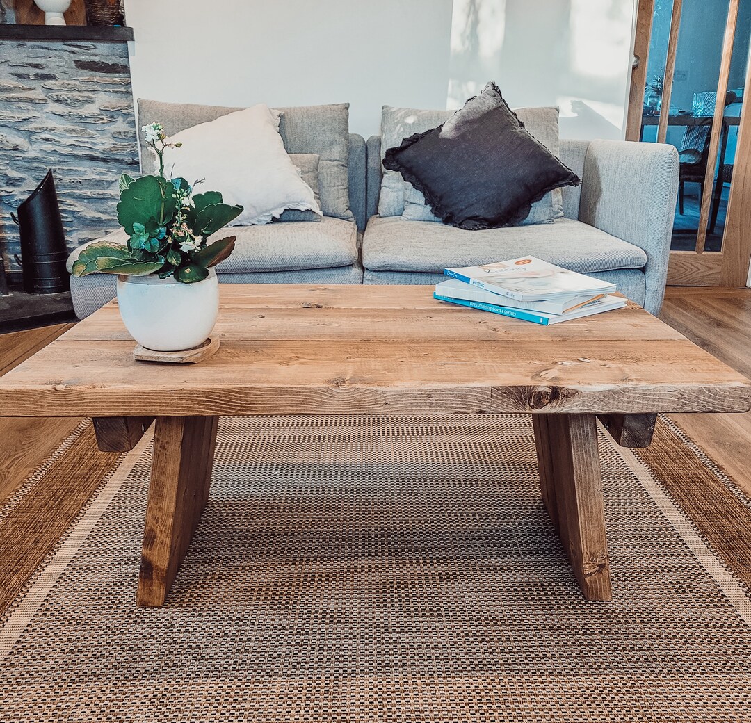DIAN Rustic Wooden Coffee Table With Angled Legs - Etsy UK