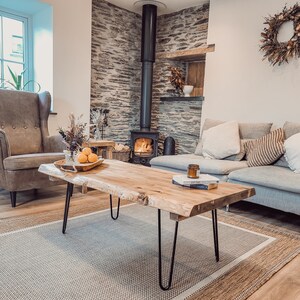 Waney / Live Edge Coffee Table Rustic Solid Wood / Walnut / Oak / Pine ...
