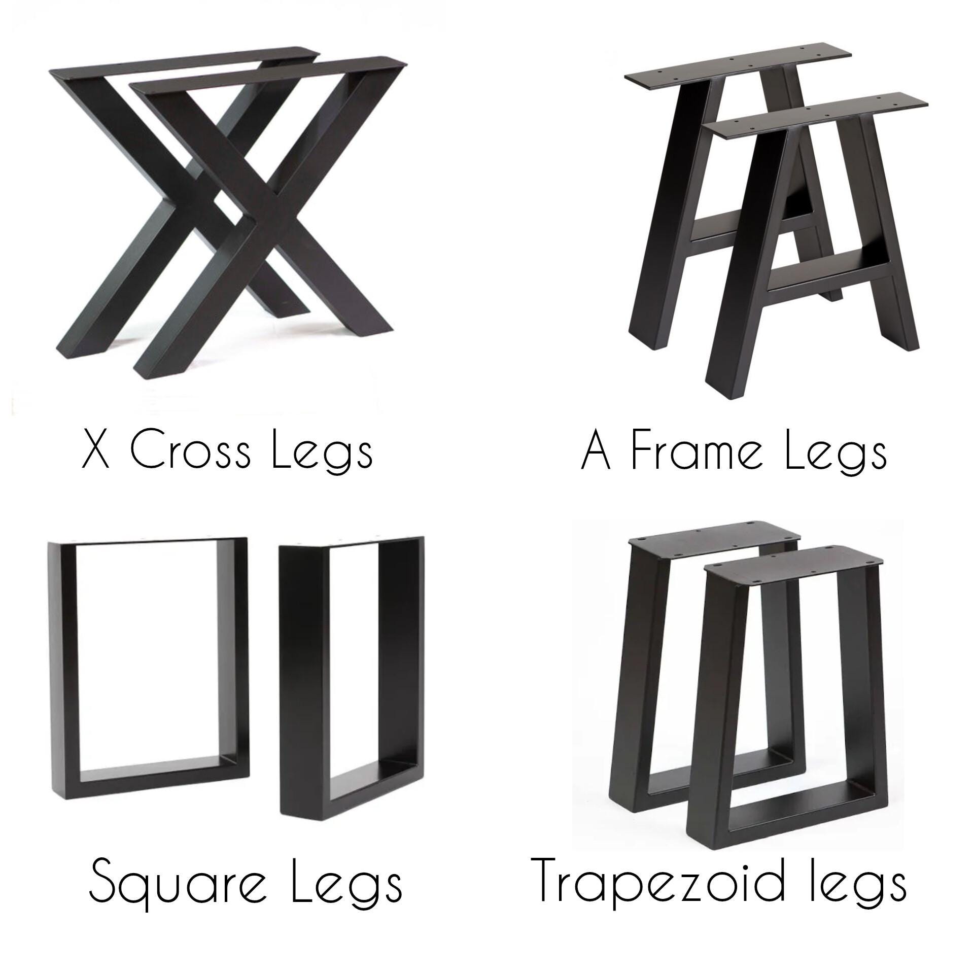 Waney / Live Edge Chunky Dining Table With U Shape Metal Legs, , Cross ...