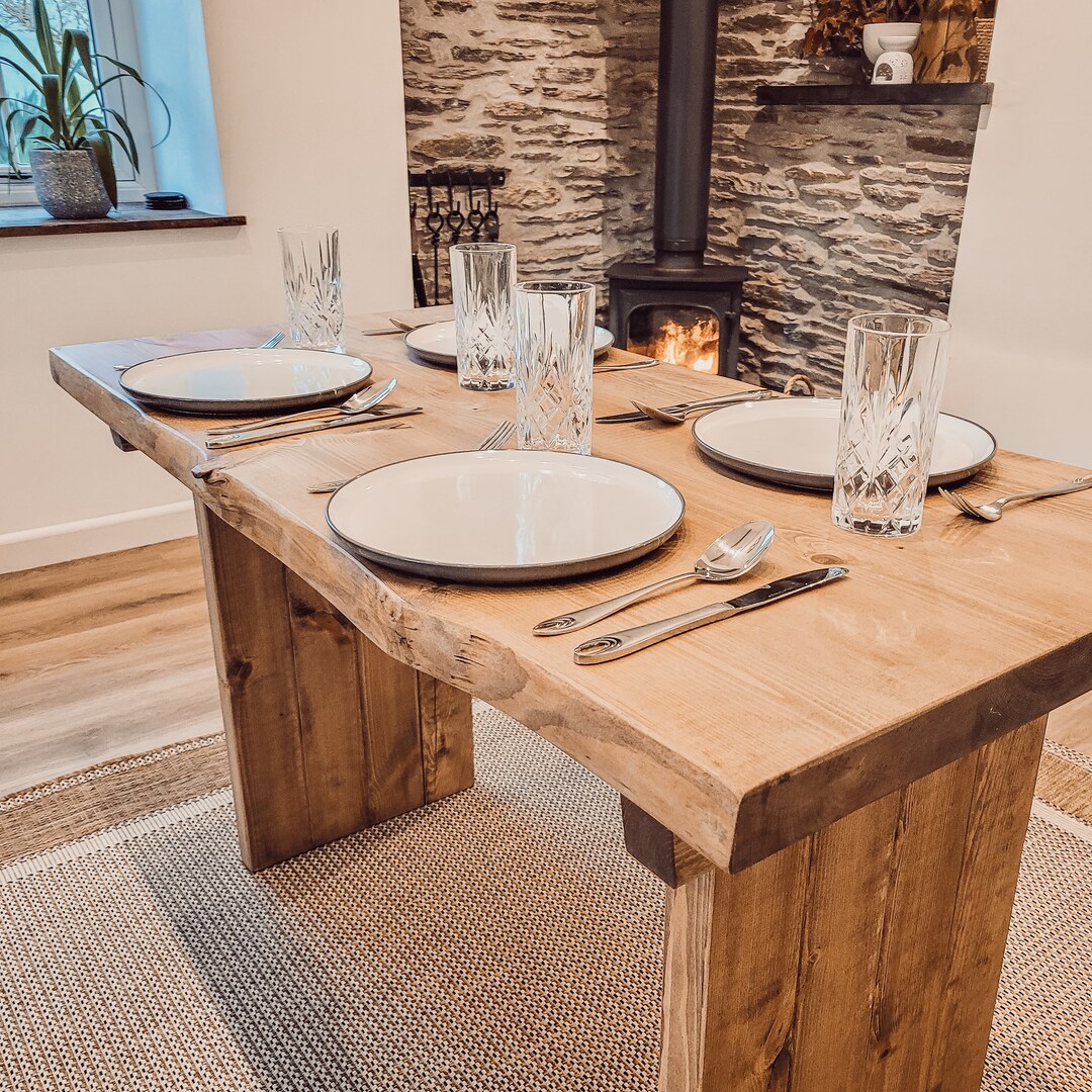 NORA Waney / Live Edge Chunky Dining Table - Etsy UK
