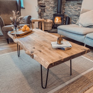 Waney / Live Edge Coffee Table Rustic Solid Wood / Walnut / Oak / Pine ...