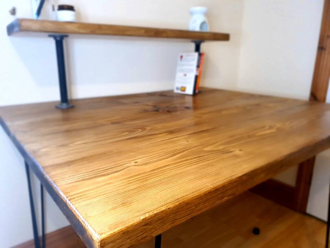 Rustic Industrial Style New Wood Study Desk With Shelf - Etsy UK