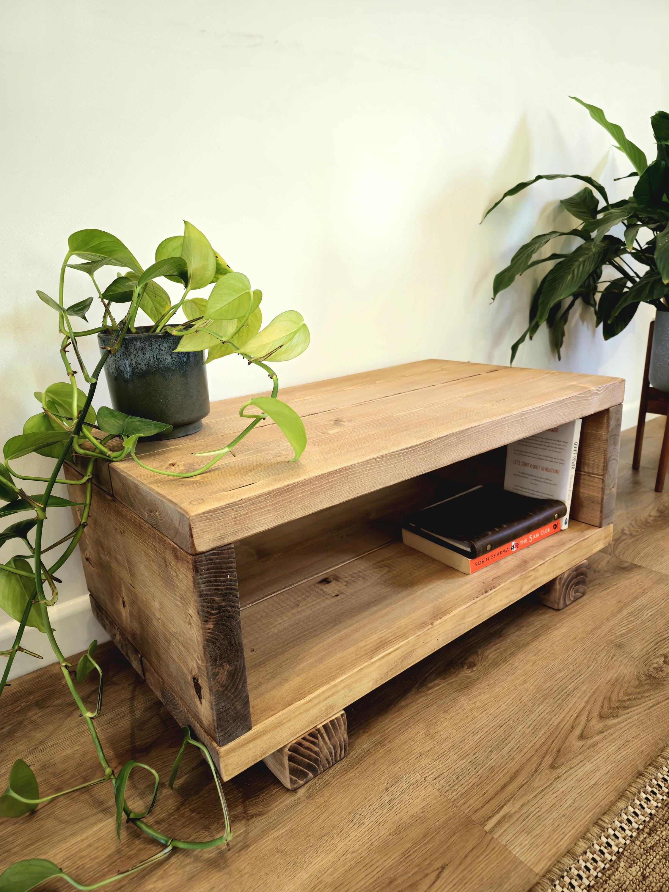 TORIE Solid Wood Tv Unit Rustic Handmade Tv Unit Timber Tv Stand Coffee Table Handmade Coffee Table Chunky Tv Unit Etsy