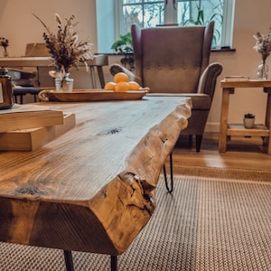Waney / Live Edge Coffee Table Rustic Solid Wood / Walnut / Oak / Pine ...