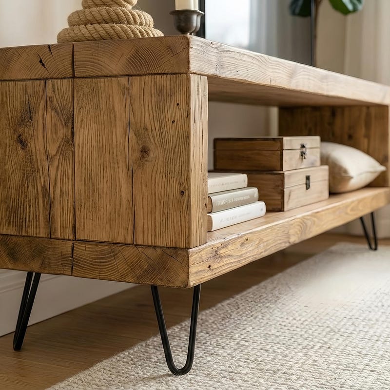 Rustic Timber Tv Stand - Etsy UK
