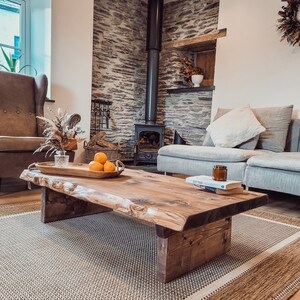 LINA Waney Edge Chunky Coffee Table Solid Rustic Wood - Etsy UK