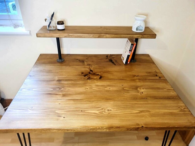 Rustic Industrial Style New Wood Study Desk With Shelf - Etsy UK