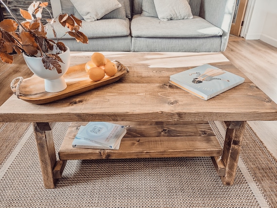 Cottage Style Coffee Table With Shelf Etsy UK
