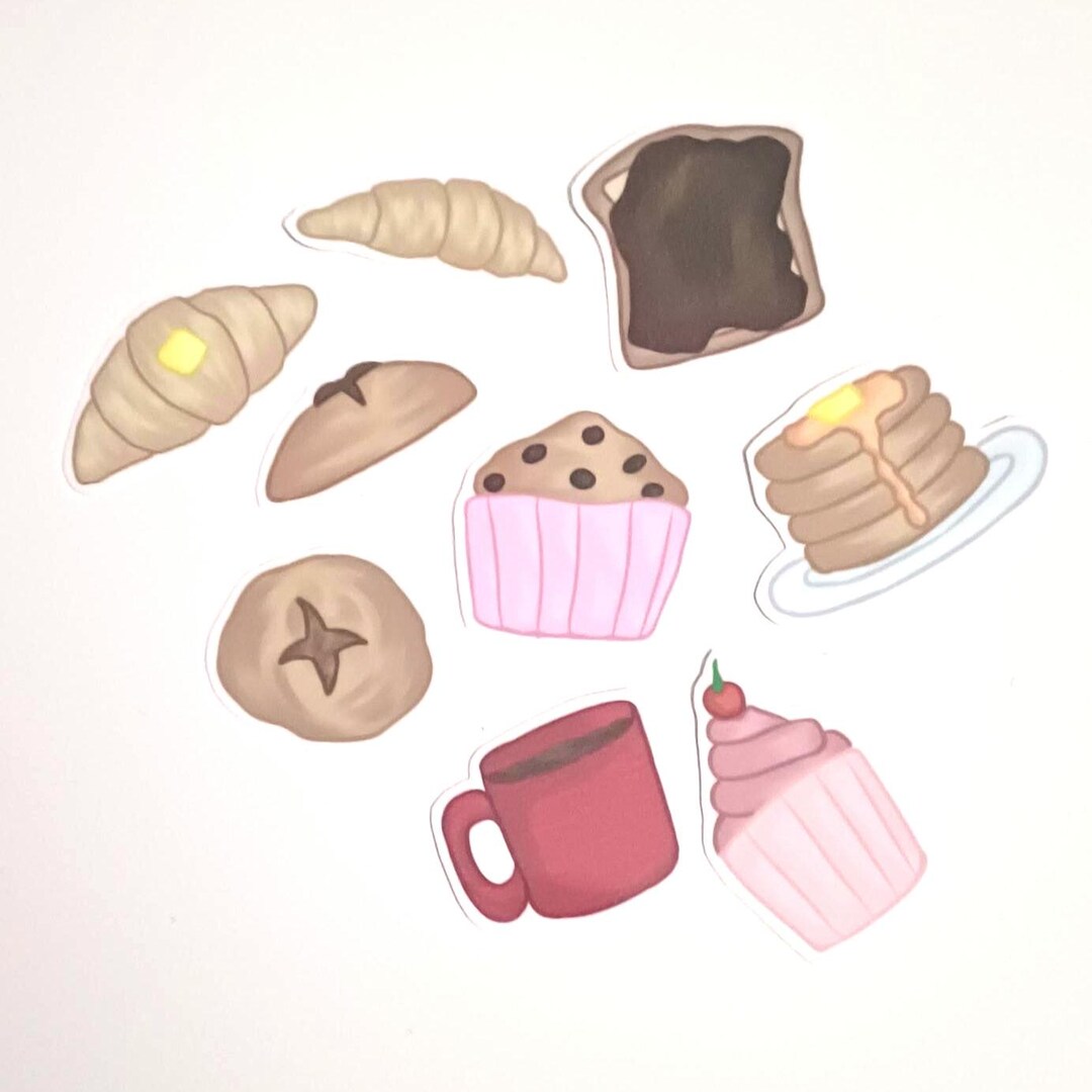 Bakery-themed Sticker Pack | Cute Baked Goods Designs | Glossy Vinyl ...