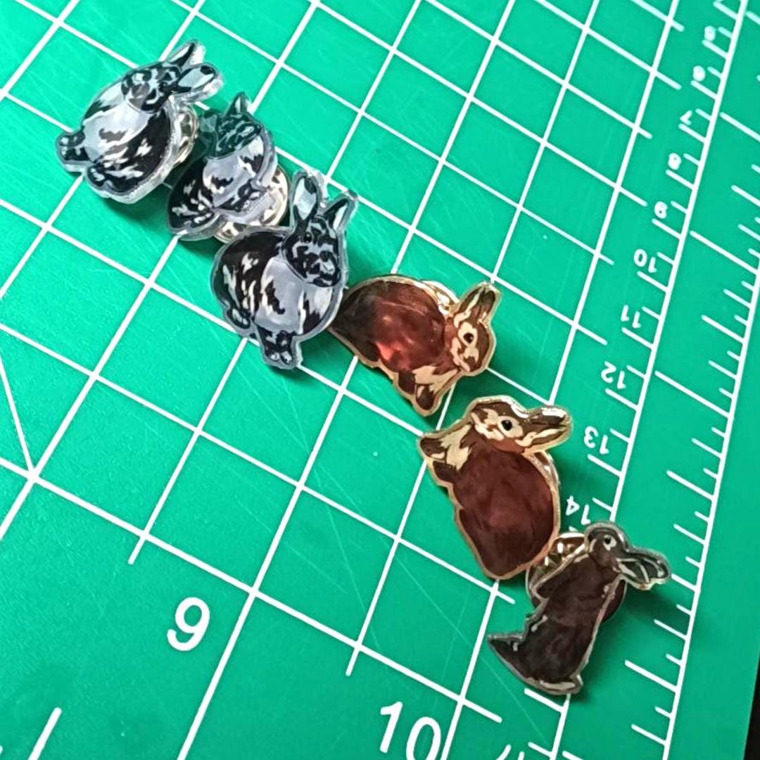 Bunny Rabbit Pin | Handmade Shrink Plastic With UV Resin Coating | Cute ...