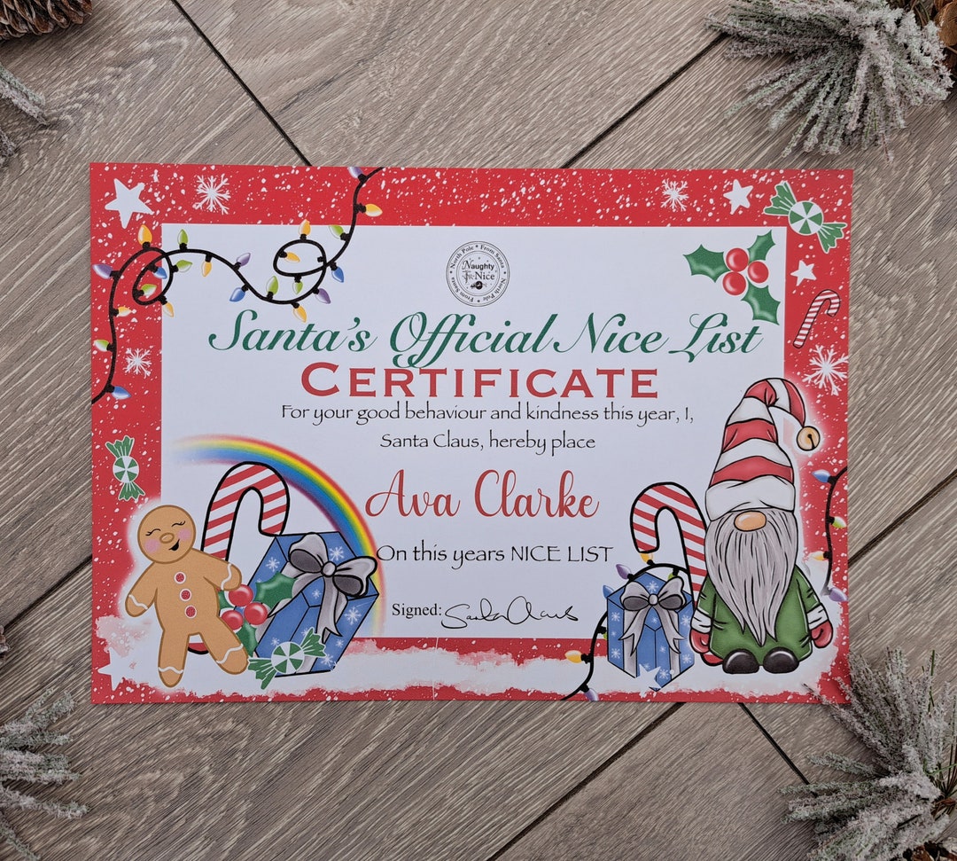 Santa Certificate, Nice List Certificate, Nice List, Santas Nice List ...