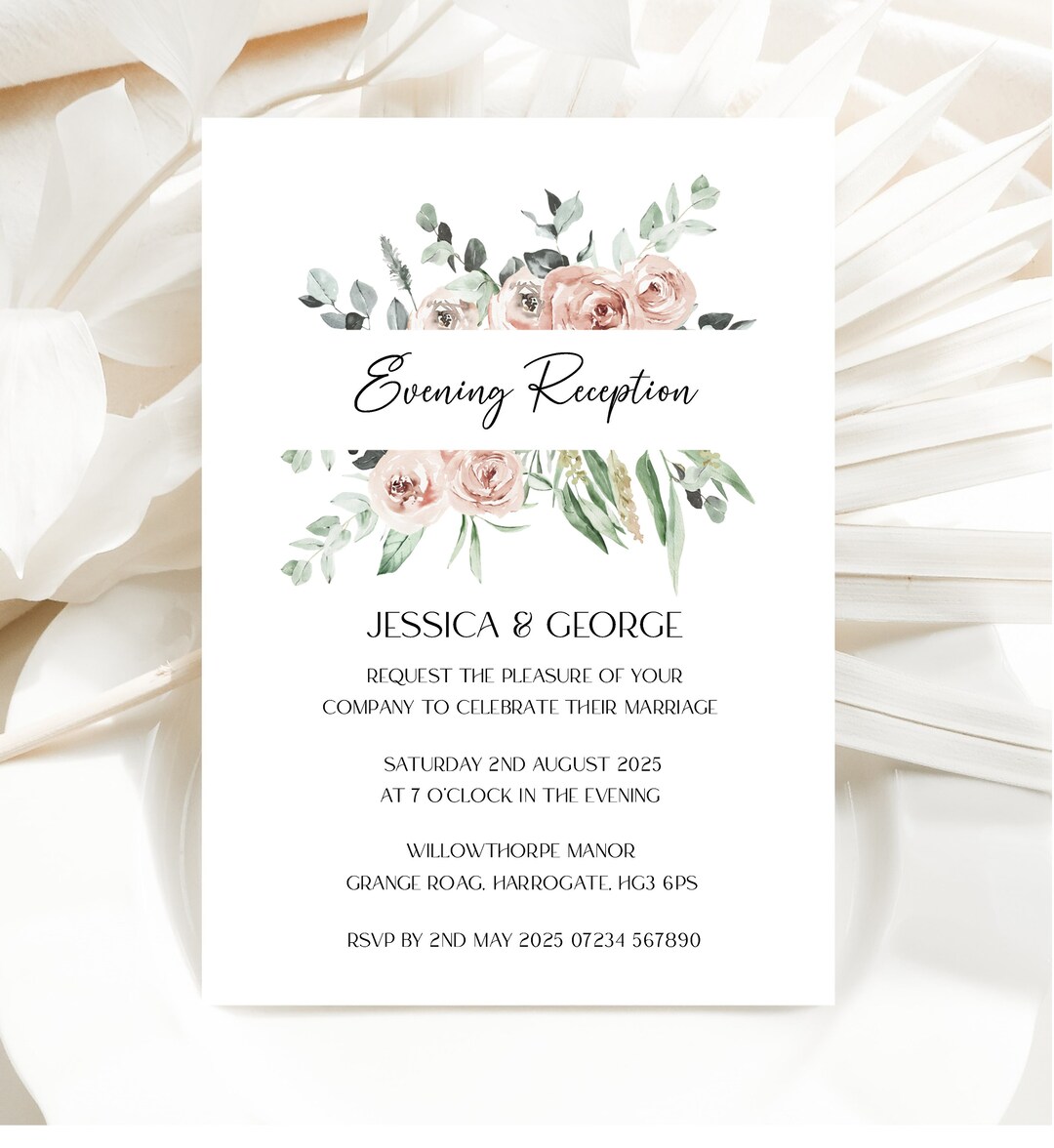 Evening Wedding Invite, Evening Wedding Invitation, Evening Reception ...