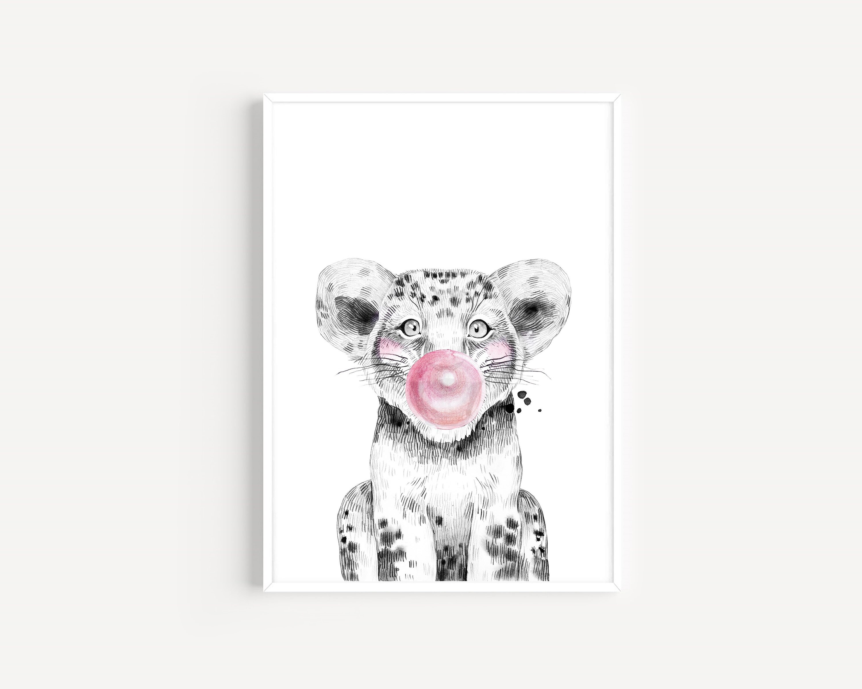 Bubblegum Safari Animal Prints Girls Bedroom Prints Nursery - Etsy UK