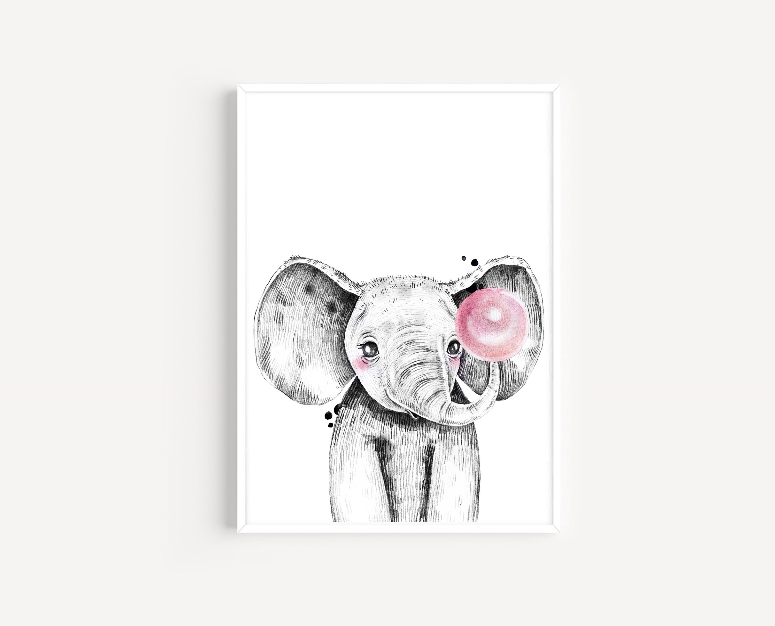 Bubblegum Safari Animal Prints Girls Bedroom Prints Nursery - Etsy UK