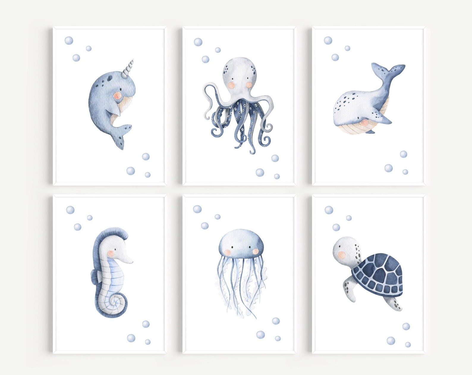 Nursery Prints Sea Creature Prints Whale Prints Octopus - Etsy UK