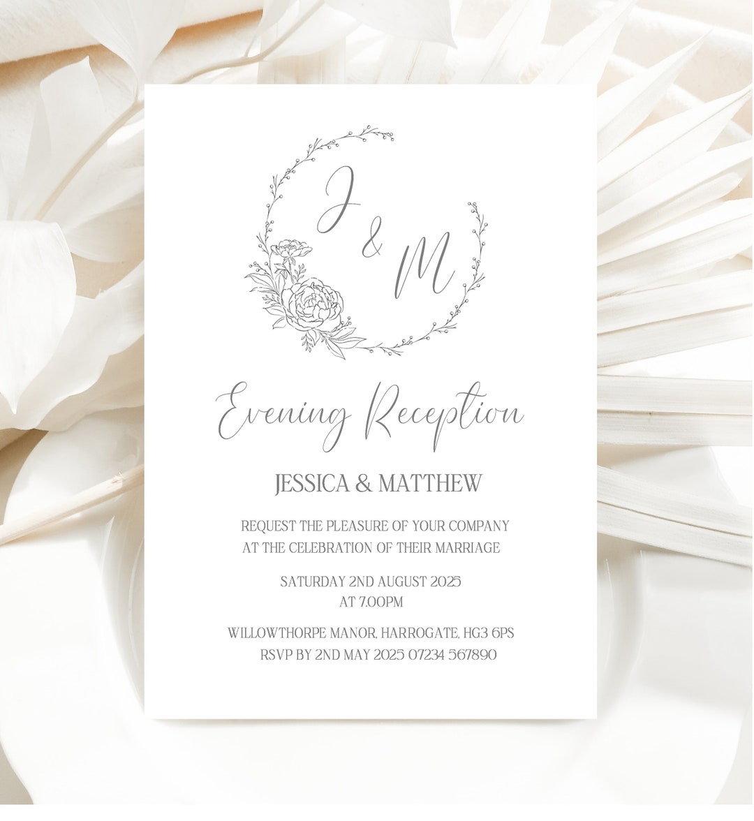 Evening Wedding Invite, Evening Wedding Invitation, Evening Reception ...