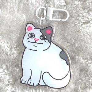 Funny Cat Meme Keychain Kawaii Keyring Cute Funny Gift Kitty ...