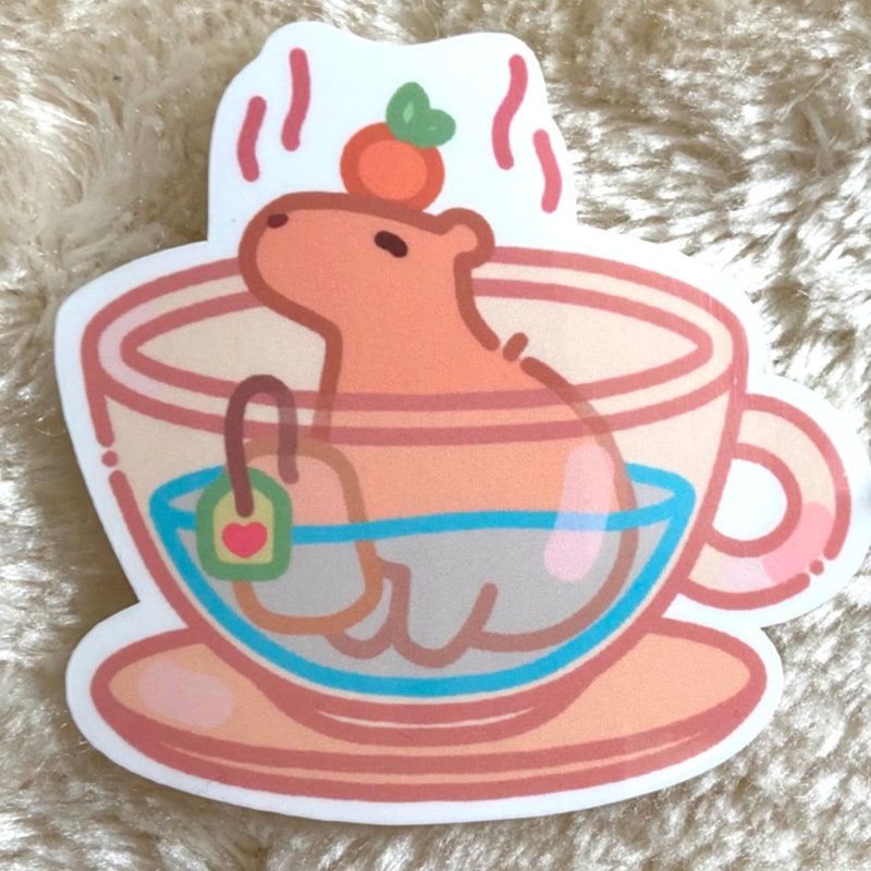 Cute capybara sticker - Etsy México