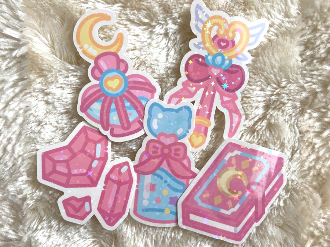 Magical Girl Sticker Pack Glitter Waterproof Holographic Stars Sticker ...