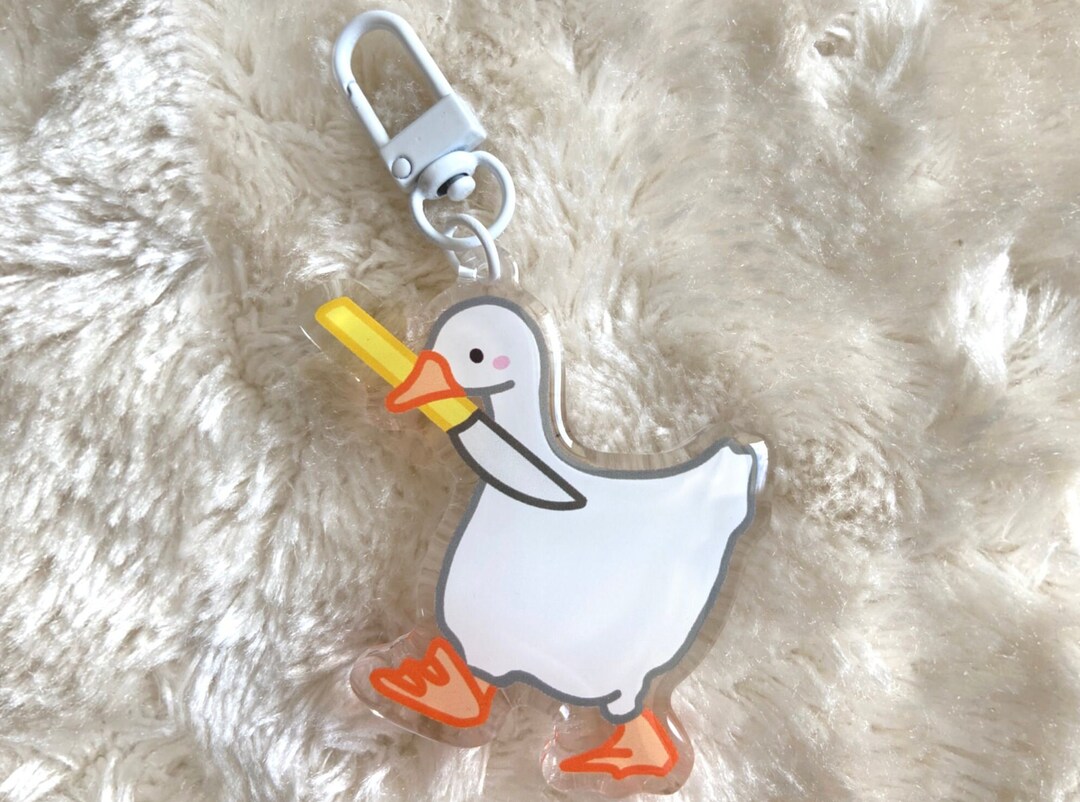 Keychain Duck With Knife Cute Keychain Gift Ducklover Keychain Acrylic ...