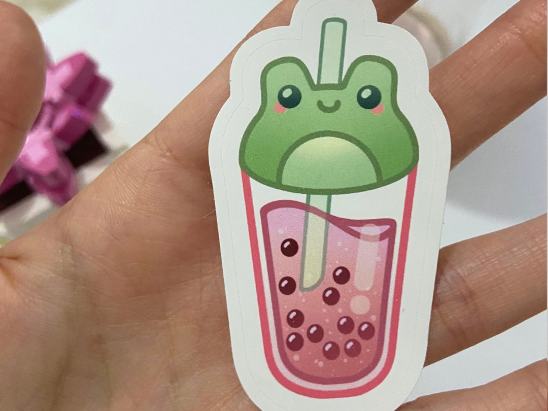 Frog Bubble Tea Sticker Cute Kawaii Sticker Boba Laptop iPad Girlfriend Gift Waterbottle Vinyl ...