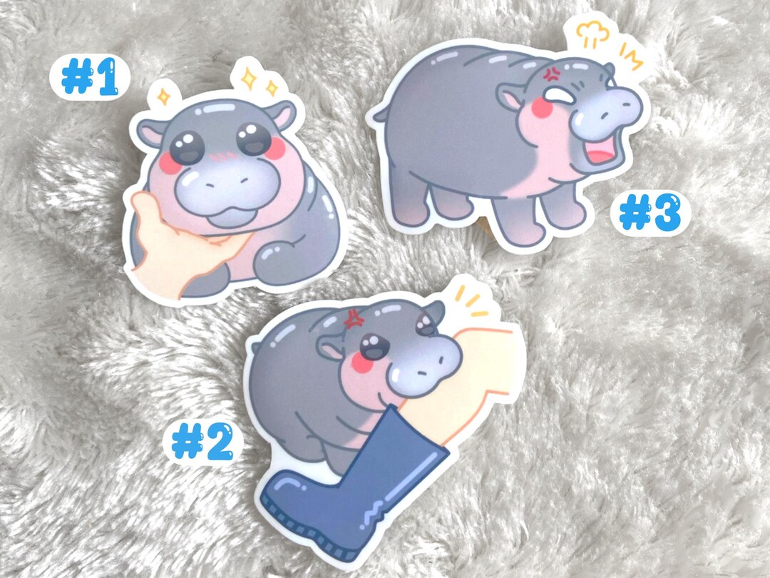 MOO DENG STICKER Pack Cute Hippo Kawaii Sticker Set Meme Laptop Sticker ...