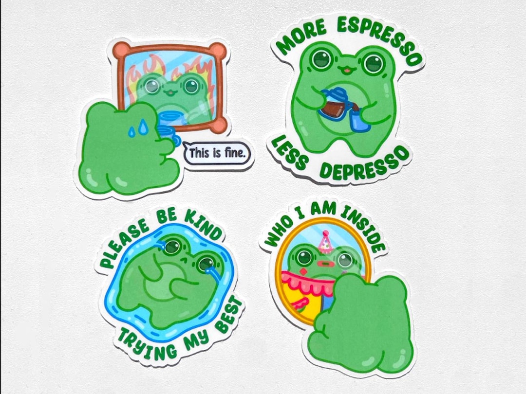 Relatable Frog Meme Sticker Pack – Chaotic, Cute and Unhinged Humor - Etsy