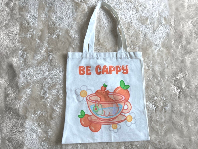 Capybara Tote Bag Small Bag Kawaii Canvas Tote Bag Cute Graphic Cozy ...