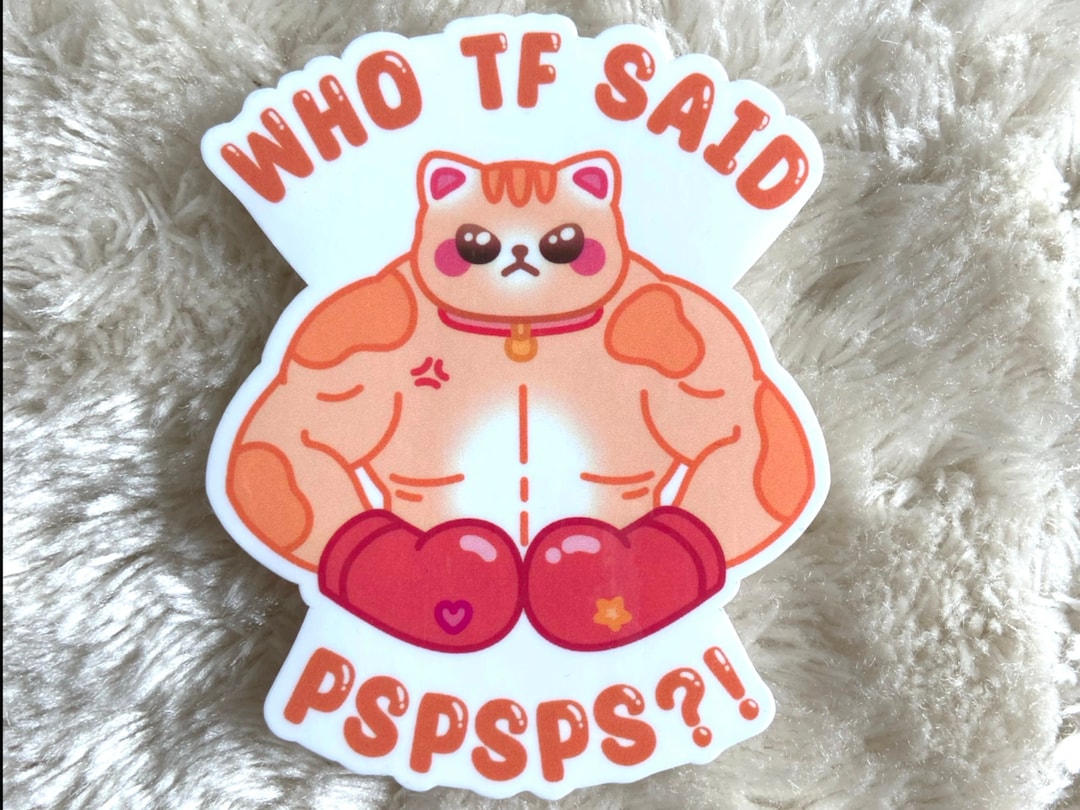 Funny Cat Sticker Pun Meme Sticker Kitty Vinyl Sticker Waterbottle ...