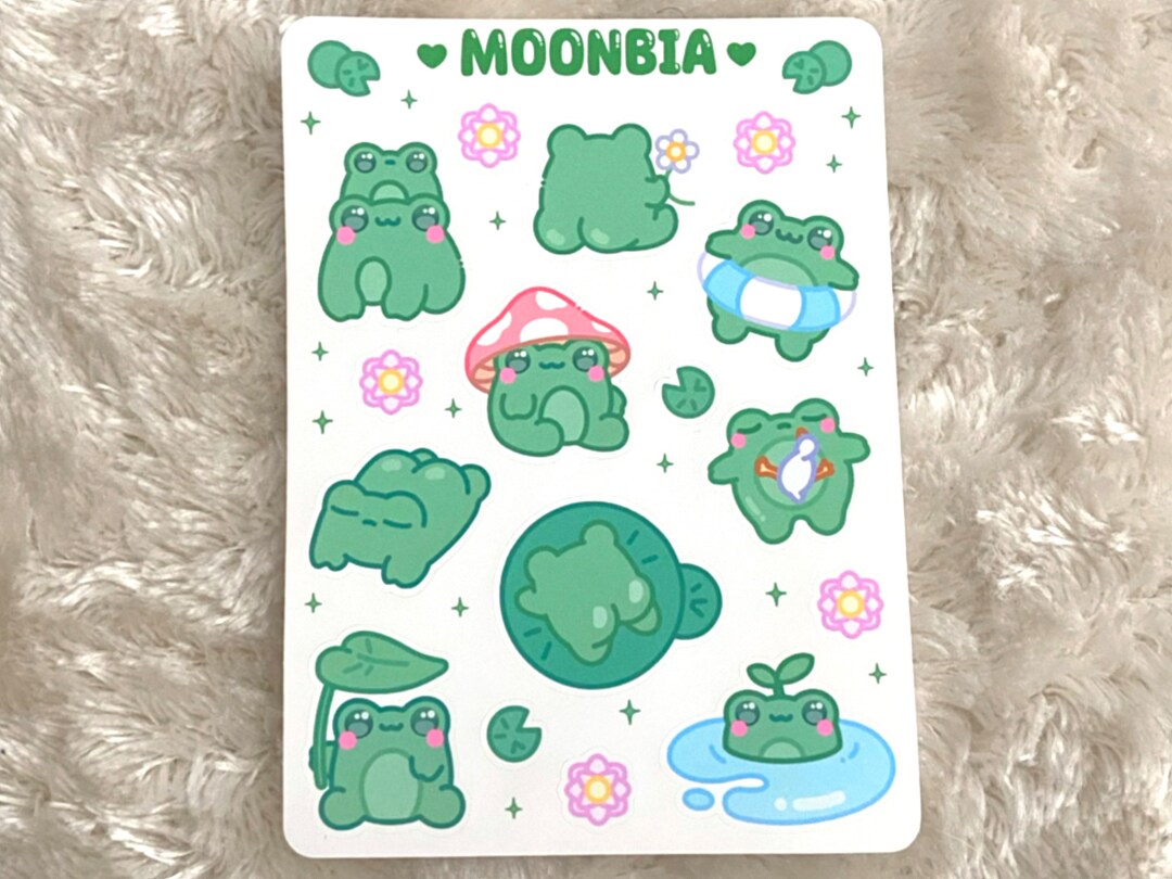 Sticker Sheet Frogs Sticker Sheet Frog Sticker Sheet Cute Sticker Sheet ...